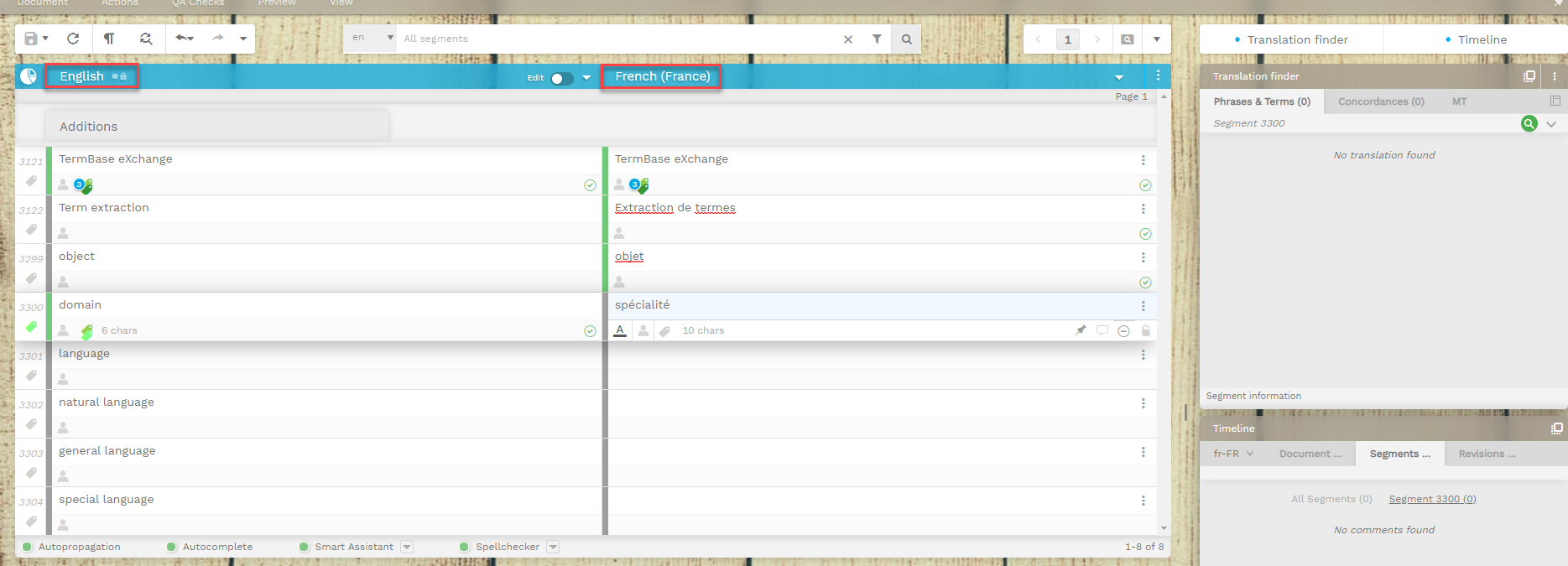 View and edit termbases